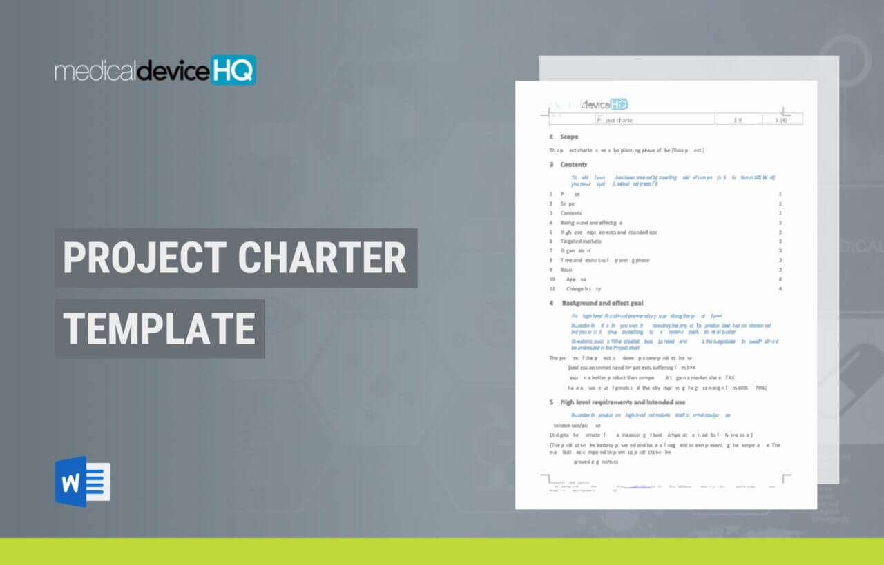 Project Charter Template (Medical Device) - Medical Device HQ