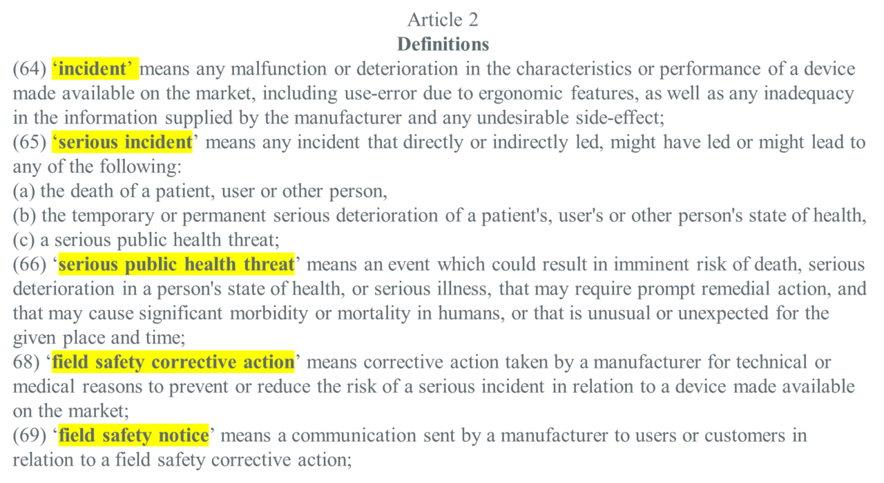 MDR Article 87 - Medical Device HQ