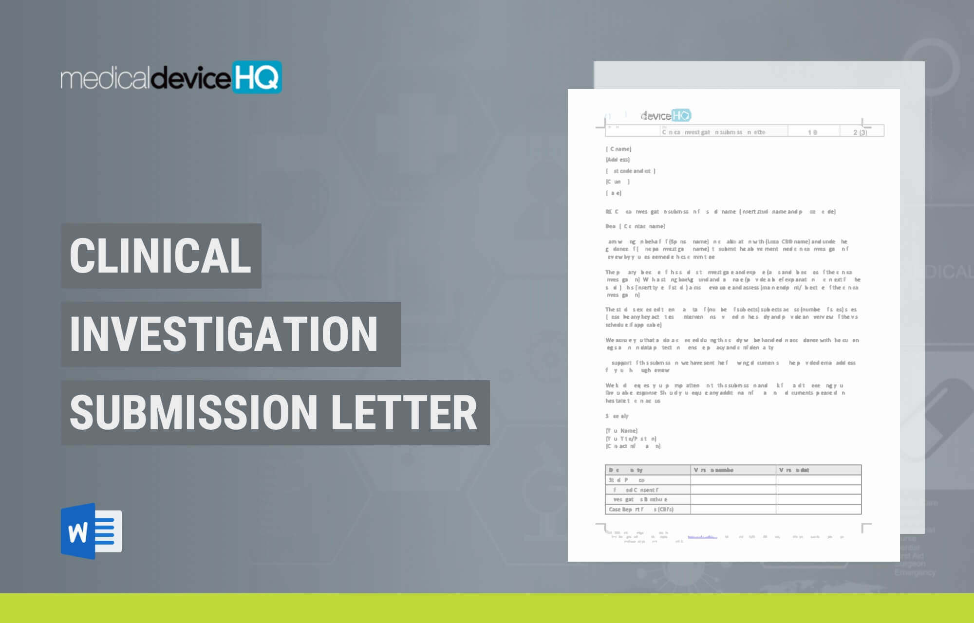 Template: Clinical investigation submission letter