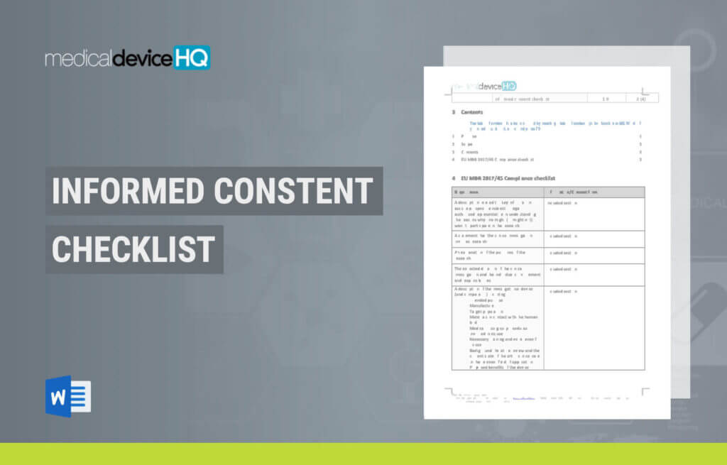 Informed Consent Checklist Template (ISO 14155, Medical Device ...