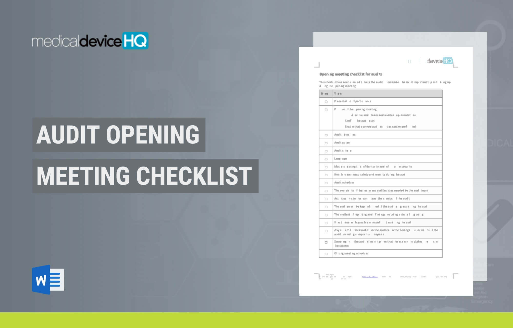 Audit Opening Meeting Template Checklist | ISO 13485