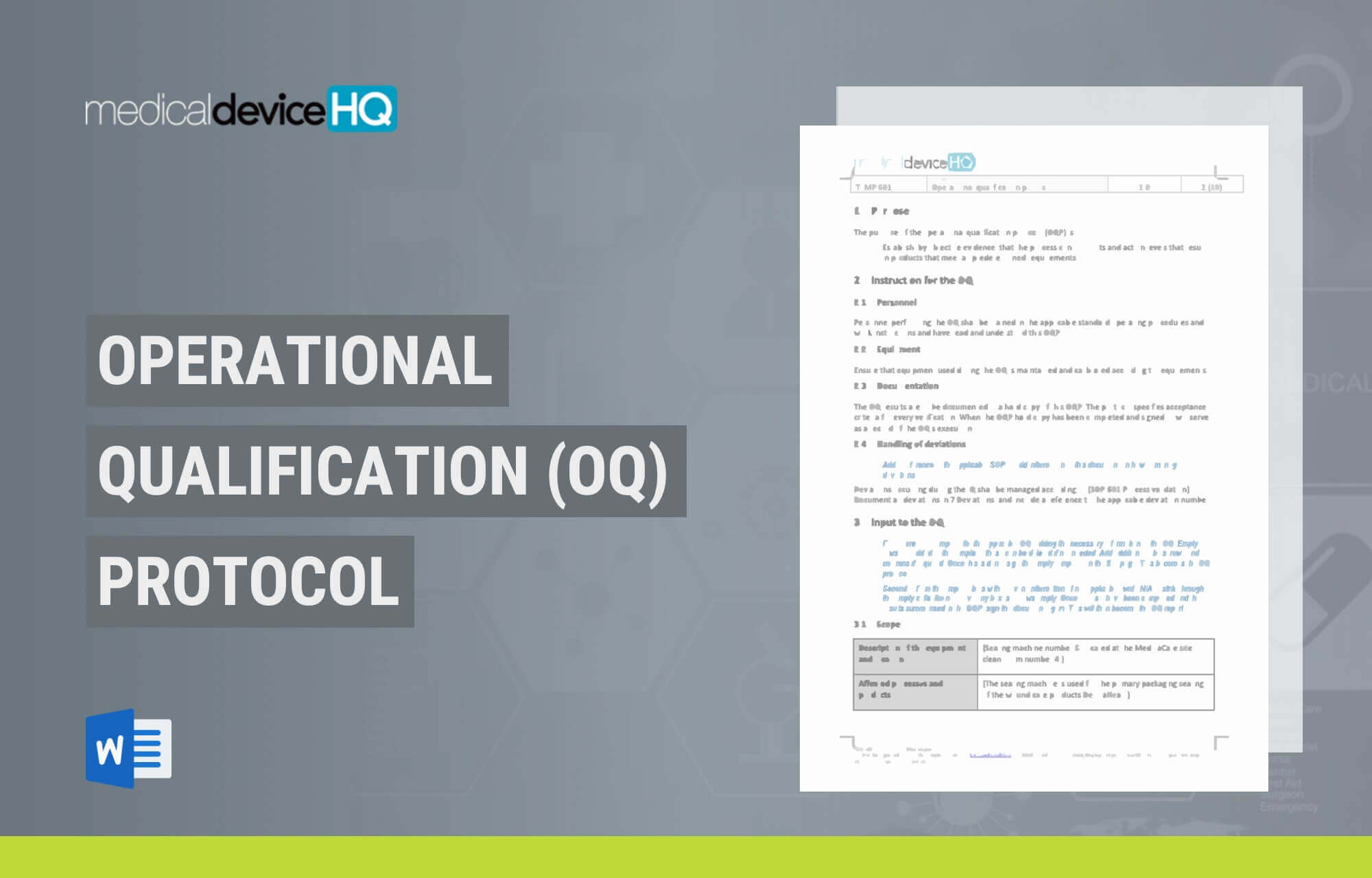 Operational Qualification (OQ) Protocol Template (Medical Device) - Medical Device HQ